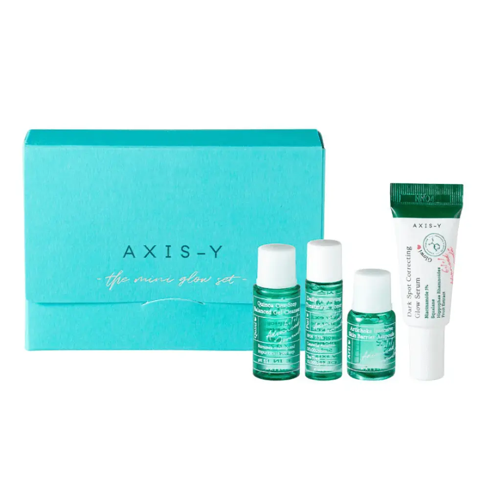 Axis-Y Set za negu lica Mini Glow Gel za lice + Tonik + Ampula + Serum za lice