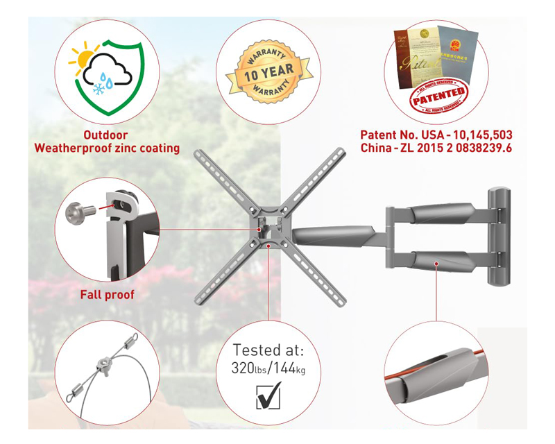 BM343XLOD LCD TV zglobni zidni nosač do 65 inča sivi