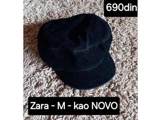 Zara ženska kapa crne boje M - kao NOVO