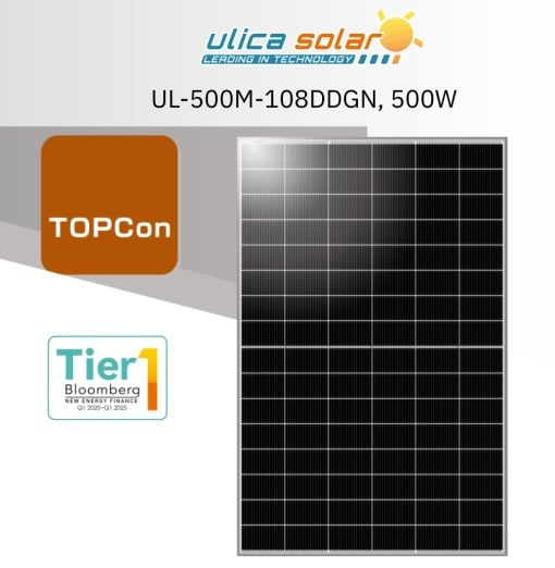Solarni panel ULICASOLAR TOPCon (N-TYPE) UL-500M-108DDGN DOUBLE-GLASS BIFACIAL 500W