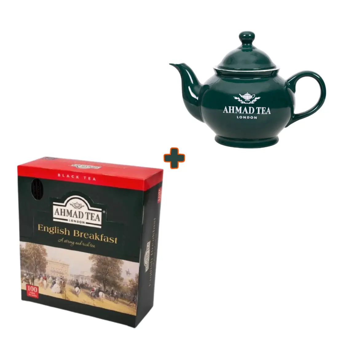 Ahmad tea Čajnik, 400 ml, Zeleni + Čaj English breakfast, 100 kesica