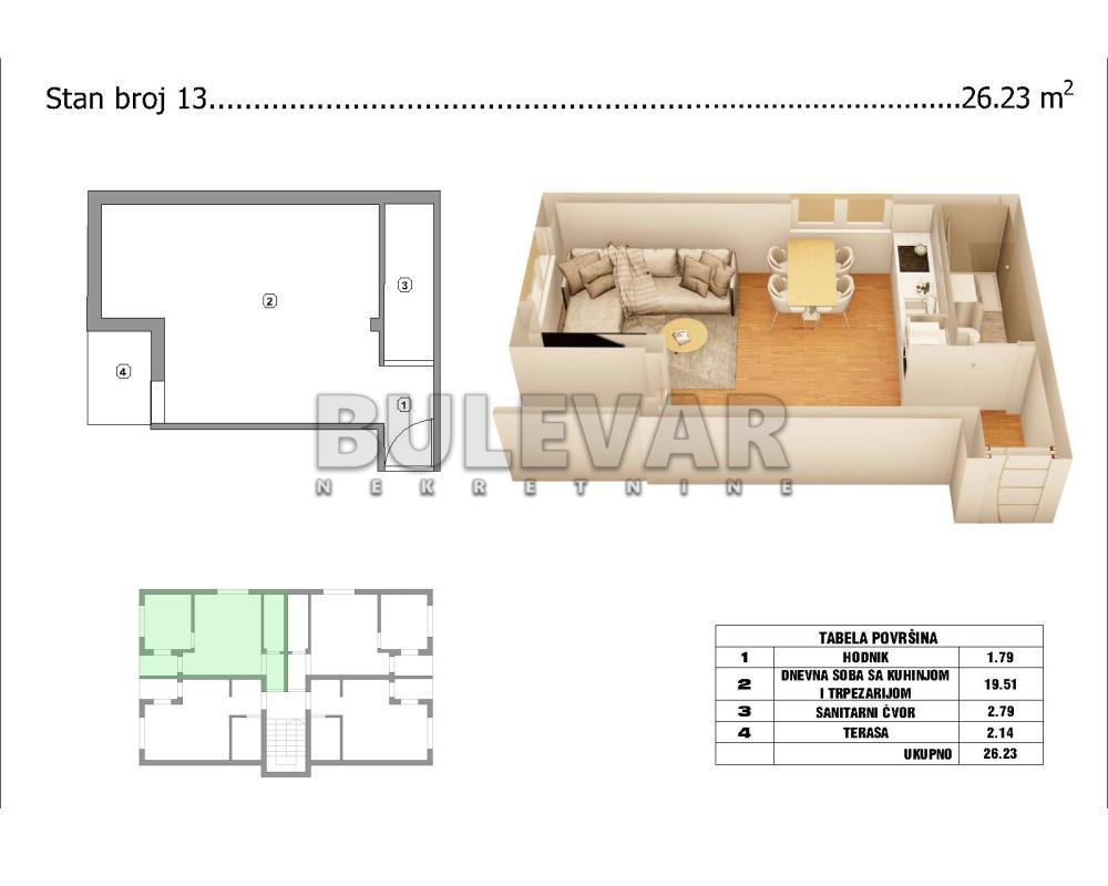 Pribojska, Stan na prodaju, 26m2, 41.200€