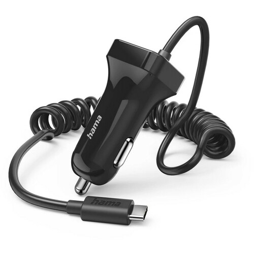 HAMA Auto punjac, USB tip-C, 12W, 12-24V, 5V/2.4A, crni