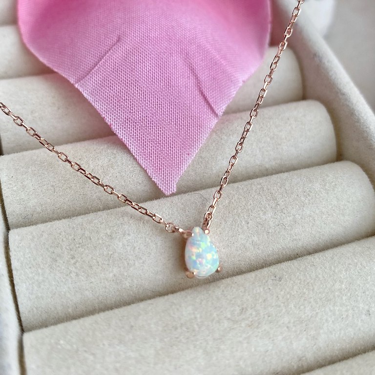 Srebrna ogrlica rosegold/opal L188