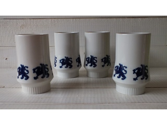 4 porcelan pehara Unter Weiss Bach echt kobalt GDR 70te