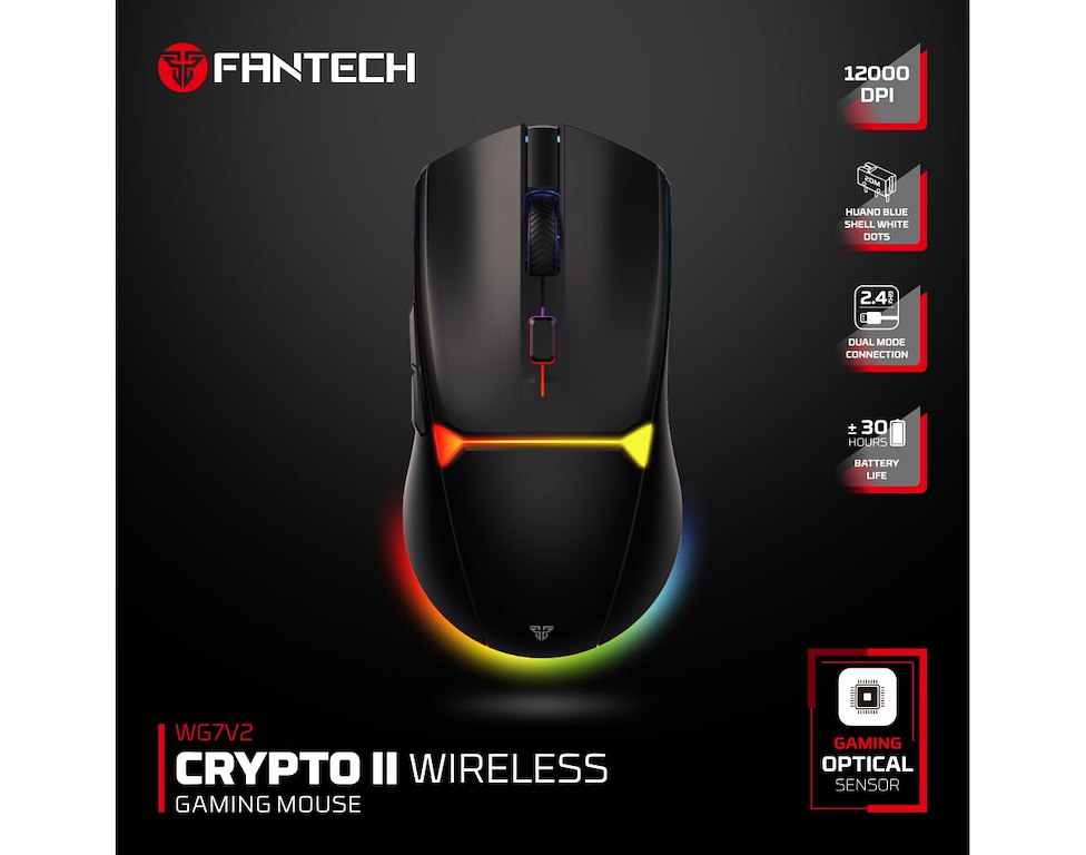 Mis Wireless Gaming Fantech WG7V2 Crypto II crni