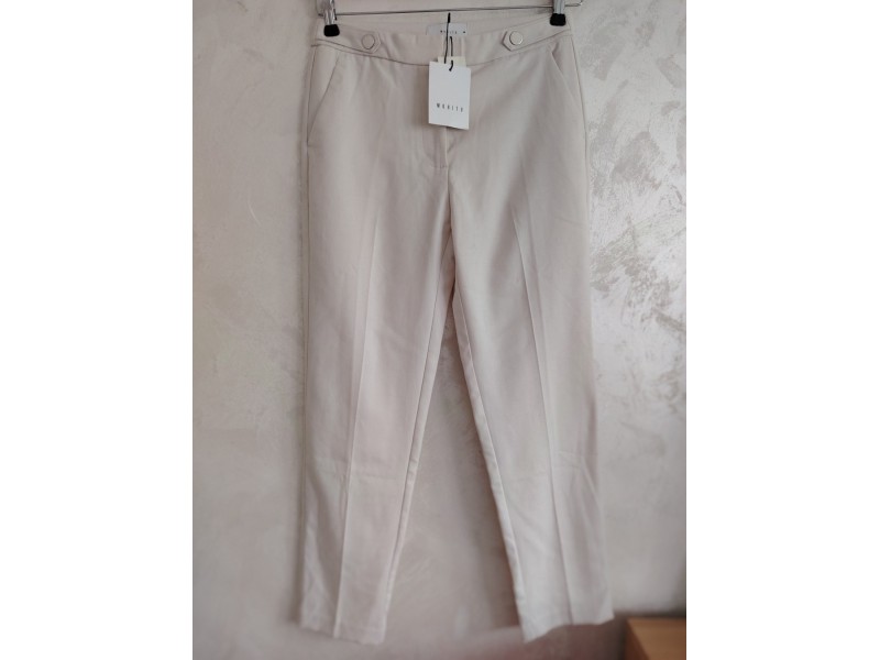 Mohito krem elegantne pantalone XS-S NOVO