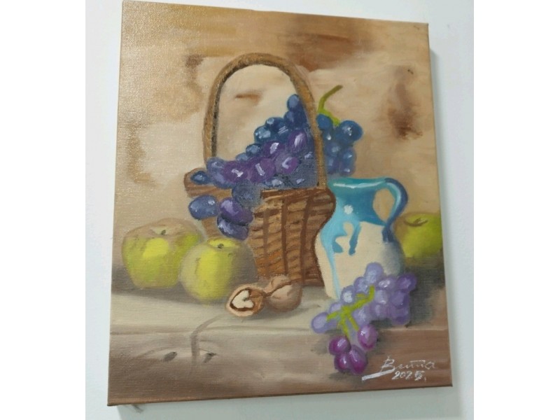 Slika ulje na platnu mrtva priroda 25x30