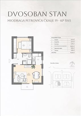 Ledine, Miodraga Petrovića Čkalje 19, 42 m2, LUX