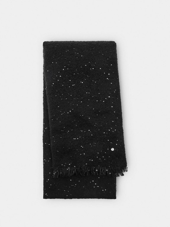 SCARF WITH SEQUINS AND FRINGES