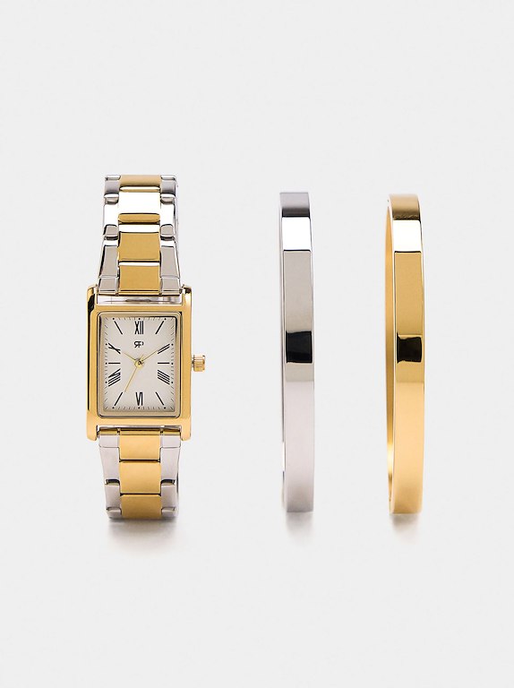 SET WATCH WITH BICOLOR BRACELETS