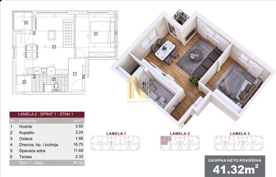Jednoiposoban stan u izgradnji - Veternik