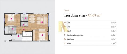 Trosoban stan u izgradnji - Telep - exkluzivan kom