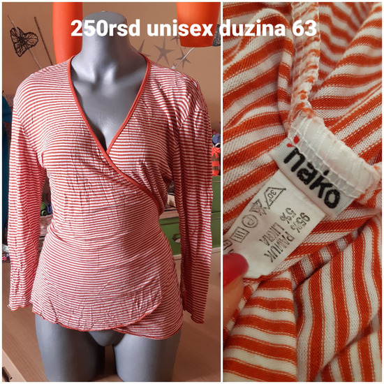 Unisex prugasta bluza na preklop