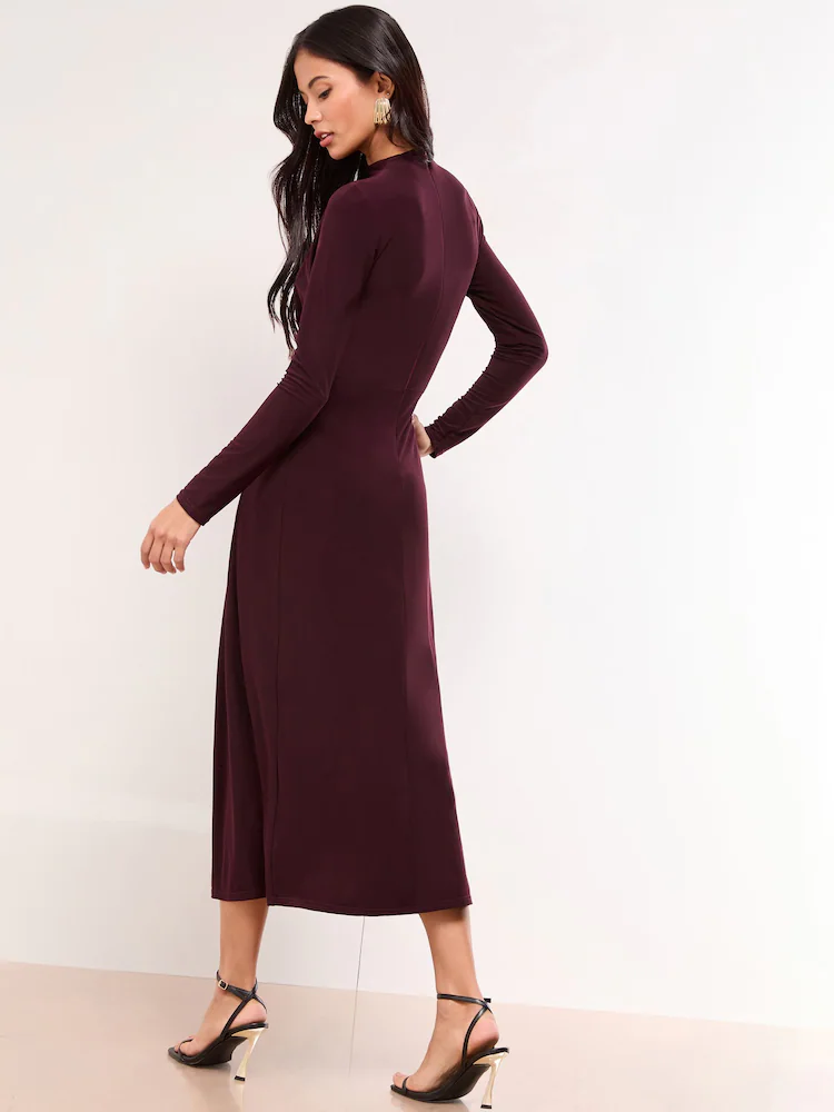 Lipsy Dugi rukav Jersey Knot side Midi haljina