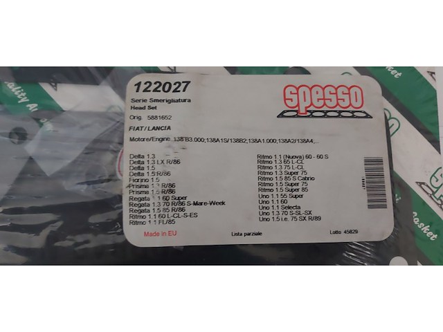 Gasket set, Fiat Uno, Ritmo, Lancia Delta, 5881652
