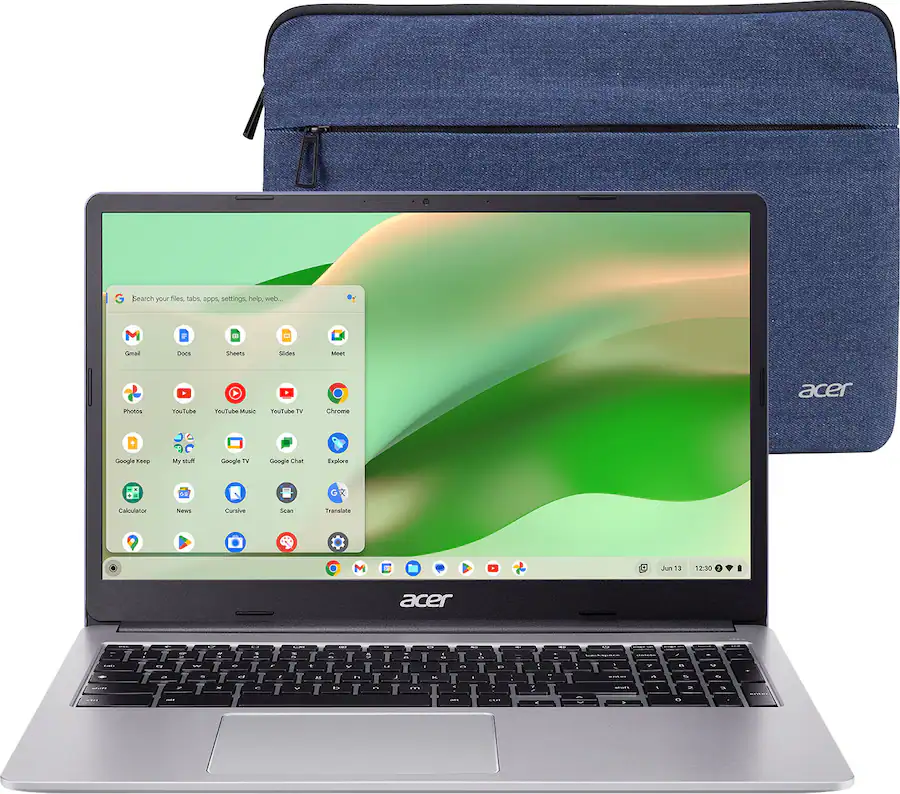 Acer - Chromebook 315 - 15.6" Full HD Laptop - Intel Celeron N4500 - 4GB LPDDR4X - 64GB eMMC - Protective Sleeve – Silver - Sparkly Silver