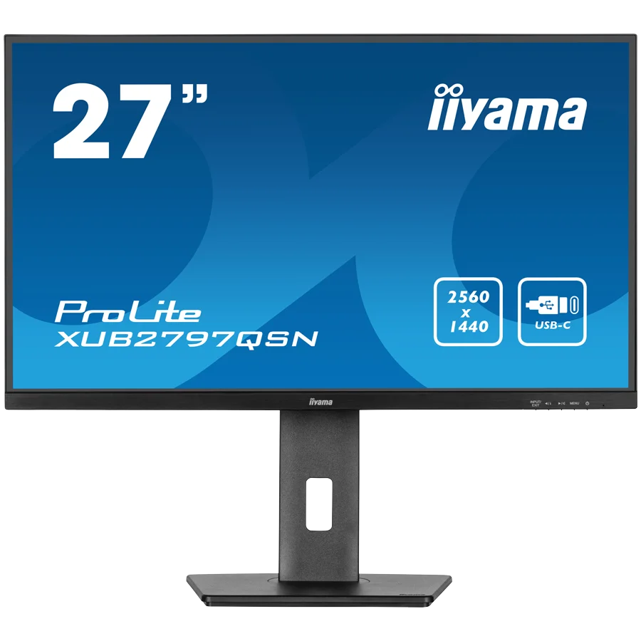 IIYAMA Monitor LED XUB2797QSN-B2 27" IPS 2560 x 1440 @100Hz 300 cd/m² 1300:1 1ms HDMI DP USB-C 65W RJ45 Daisy Chain USB Hub 3.2 height, swivel, tilt, pivot (rotation both sides), 3-side borderless...