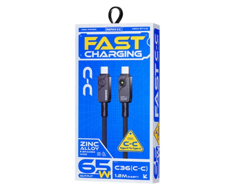 Kabl Swift Fast charging braided data cable 1.2M C36 65W(C-C) crni