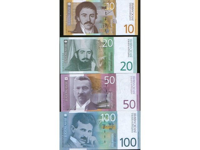Jugoslavija set 4 novčanice 2000. UNC.