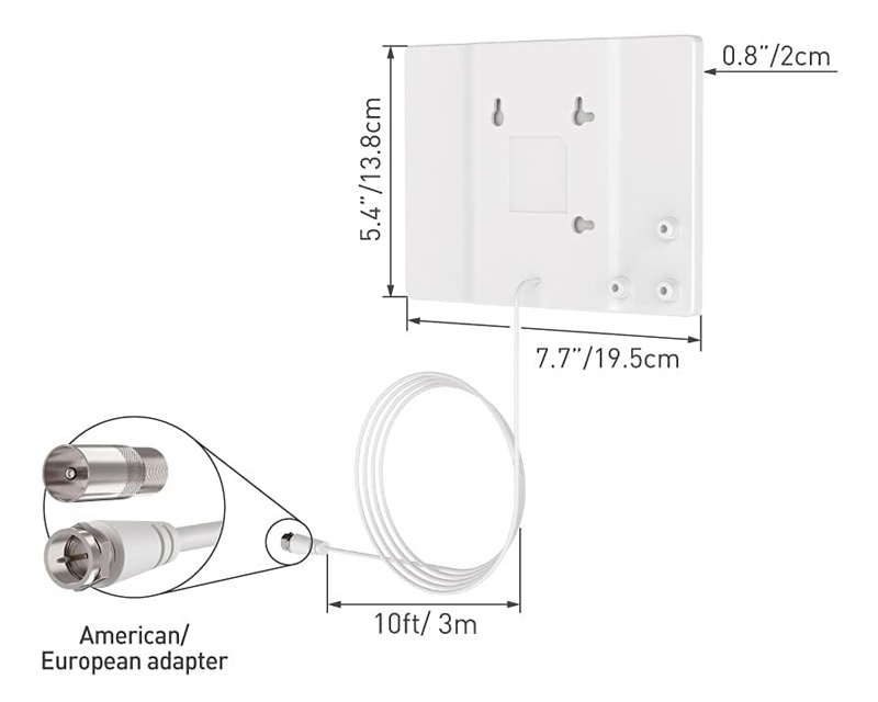 BARKAN AF40P.W Indoor HDTV Flat TV Antenna 65 km