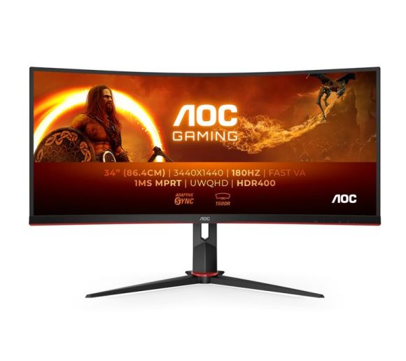 AOC - 34 inča CU34G2XP/BK UWQHD 3440x1440 Fast VA 180 Hz zakrivljeni gaming monitor