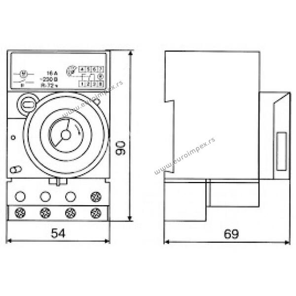 TAJMER MEHANICKI 24h - UKLOPNI SAT MONTAŽA NA ŠINU SUL181 R150h 450436 50138