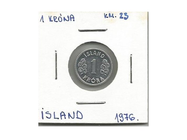 d8 Iceland 1 krona 1976. KM#23