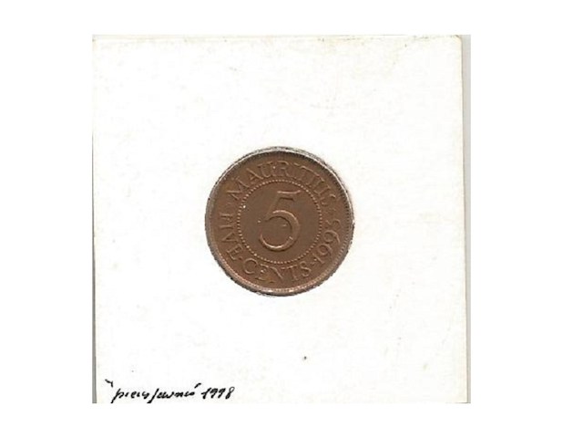c4 Mauritius 5 cents 1993.
