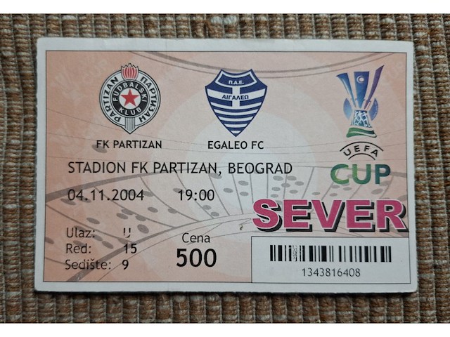 Partizan - Egaleo 04.11.2004. Ulaznica #2
