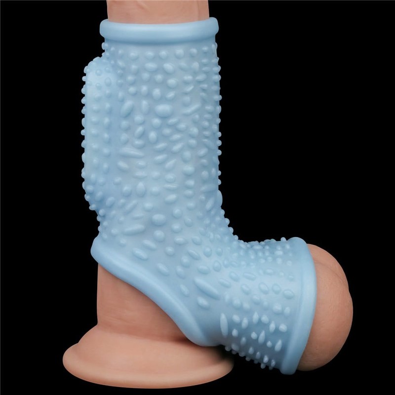 Vibrating Drip Knights Ring with Scrotum Sleeve Blue Lvtoy00662