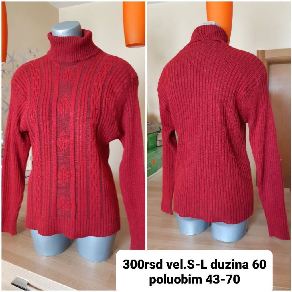 Crveni ženski rolka-džemper - Boja: tamnocrvena/bordo - Dizajn