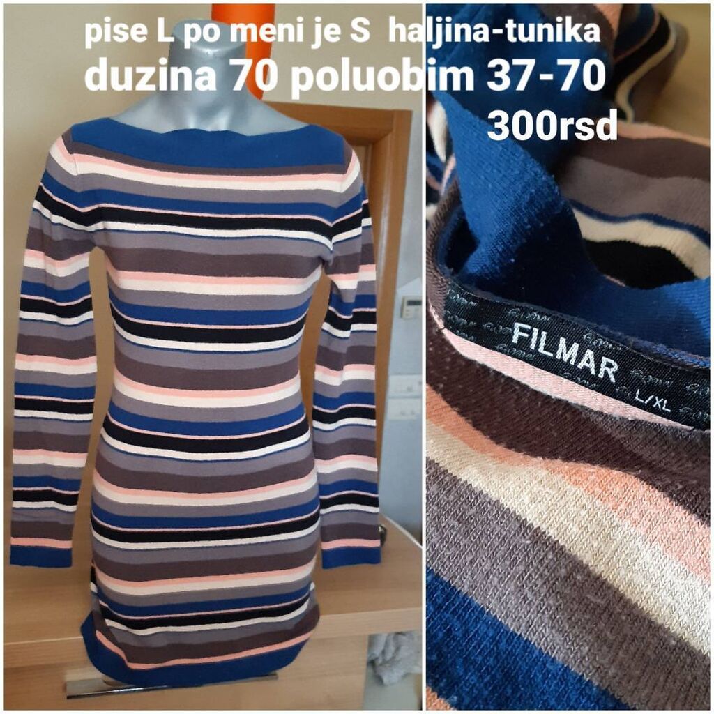 Haljina–tunika FILMAR, prugasta - Model: pripijena haljina/tunika sa