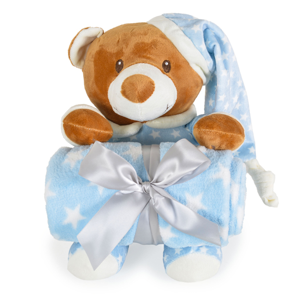 Cangaroo Bebi ćebe 90x75cm sa plišanom igračkom Addie Bear blue CAN1671