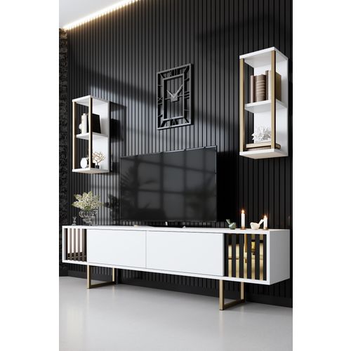 Gold Line - TV Unit u Belom i Crnom