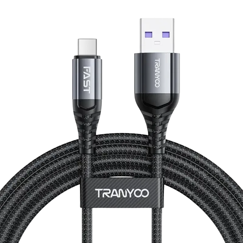 TRANYOO T-S16C Kabl USB-A na USB-C 20w 2m (ojačani), Crni