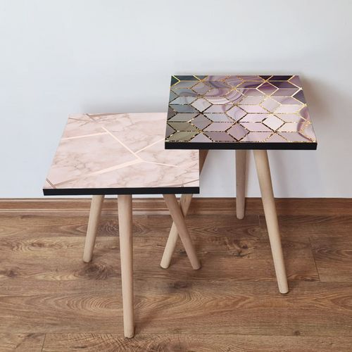 2Shp518 - Set Stočića u Boji Krem, Zlato, Roze i Bela (2 Komada)
