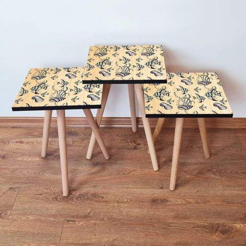 3Shp11 - Set od 3 Nesting Stola (Bež, Plavi, Crni, Beli)