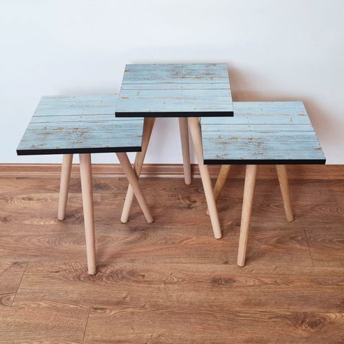 3Shp119 - Plavi Plavi Nesting Sto (3 Komada)