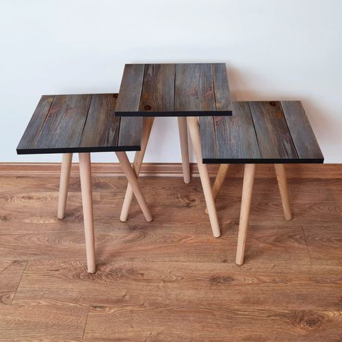 3Shp120 - Sivi i Braon Set Stolića (3 komada)