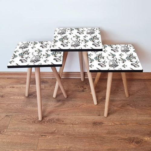 3Shp400 - Set od 3 Stola za Ugao (Bela, Crna, Plava, Žuta)