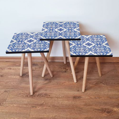 3Shp41 - Plavi Set Stolića (3 komada)