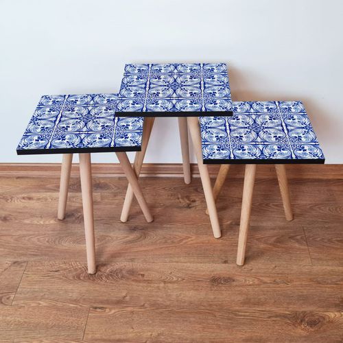 3Shp42 - Plavi Set Stolića (3 komada)