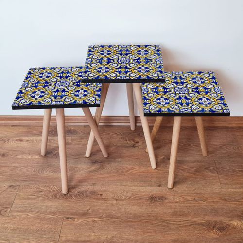 3Shp47 - Plavi Set Stolića (3 komada)