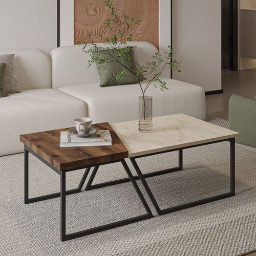 Verona P0024623 - Set Stola od Travertina u Rustikalnom Orahu