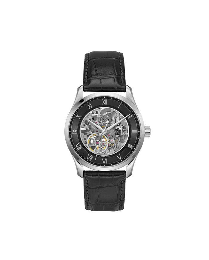 MUŠKI RUČNI SAT SKELETON AUTOMATIC 1514234 LEATHER BLACK Boss