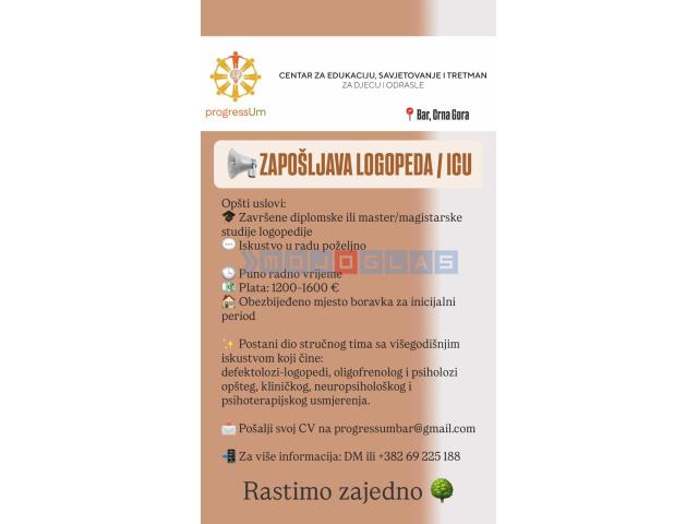 Centar "Progressum" zaposljava logopeda