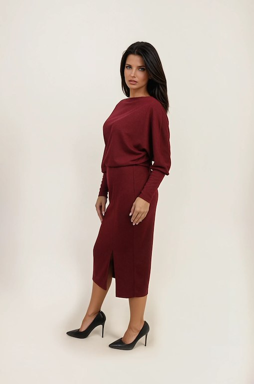 Elegantna bordo midi haljina J5H4004