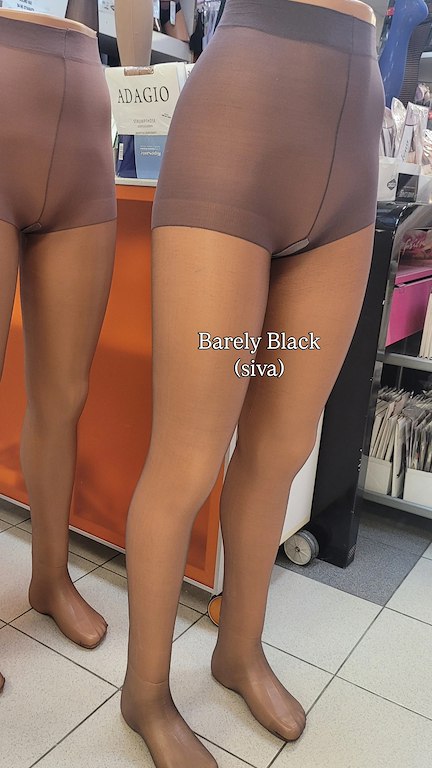 Tanke hulahopke Hanes PLUS, Absolutely Ultra Sheer, boja Barely Black siva MAT 10 Den