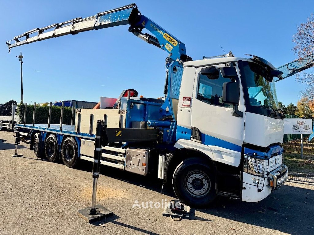 Renault C480 8x4 TRIDEM + CRANE (20m!) PALFINGER PK33002-EH E (6x) - PLA kamion s ravnom platformom